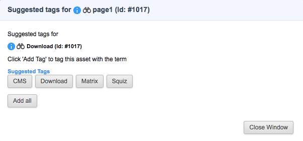 Tagging - Asset Screens - Manuals | Squiz Matrix 5 Documentation