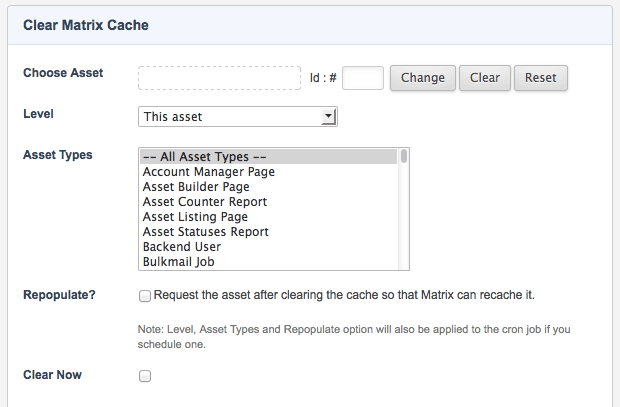 Clear Matrix Cache Tool - Tools - Manuals | Squiz Matrix 5 Documentation