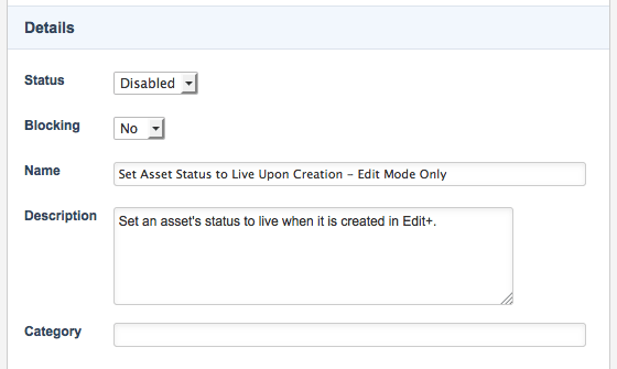 Configuring a Trigger to Set an Asset Live Upon Creation - Tutorials | Squiz Matrix 5 Documentation